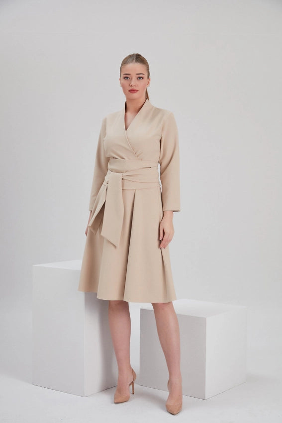 Iris Beige Envelope Dress from NOACODE exclusive at Urbanheer.