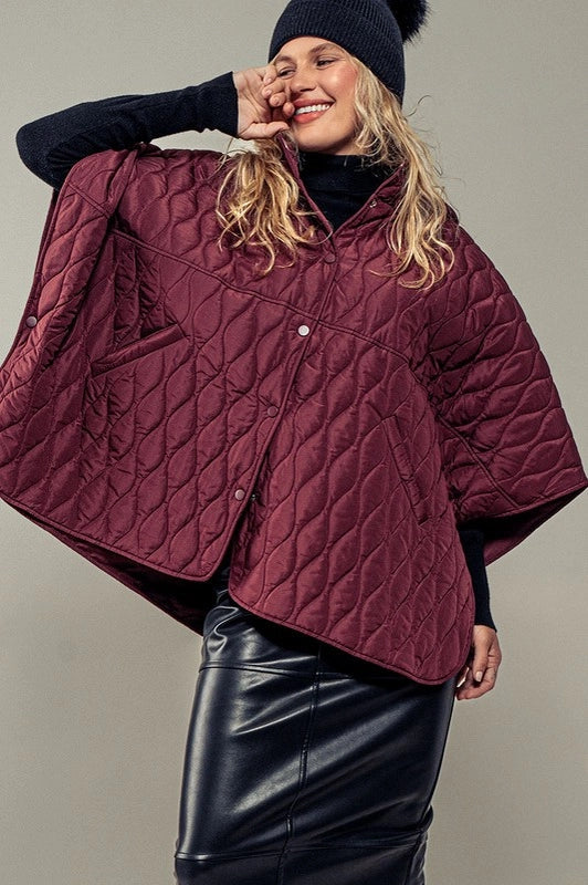 Contrast Quilted Shroud Cloak Burgundy from Fashion Week exclusive at ...