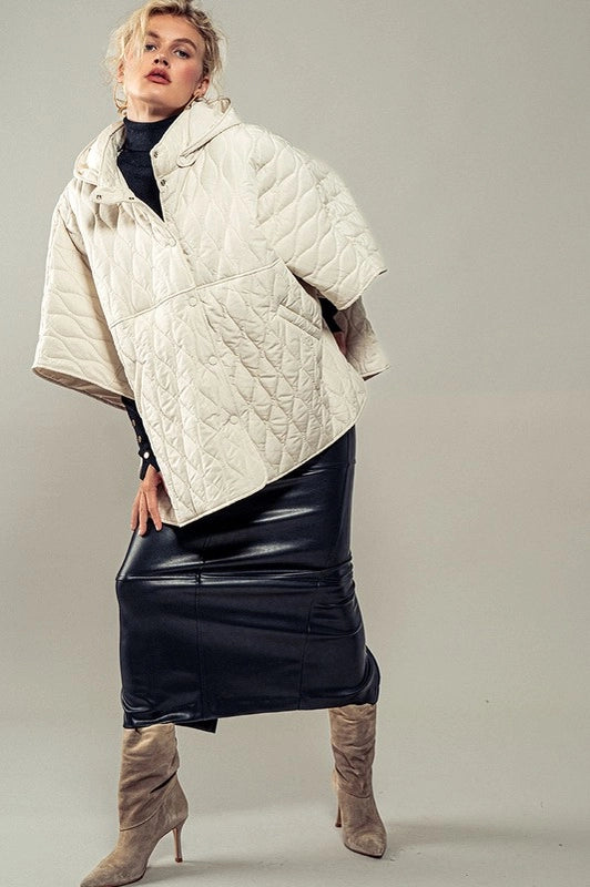 Contrast Quilted Shroud Cloak IVORY from Fashion Week exclusive at ...