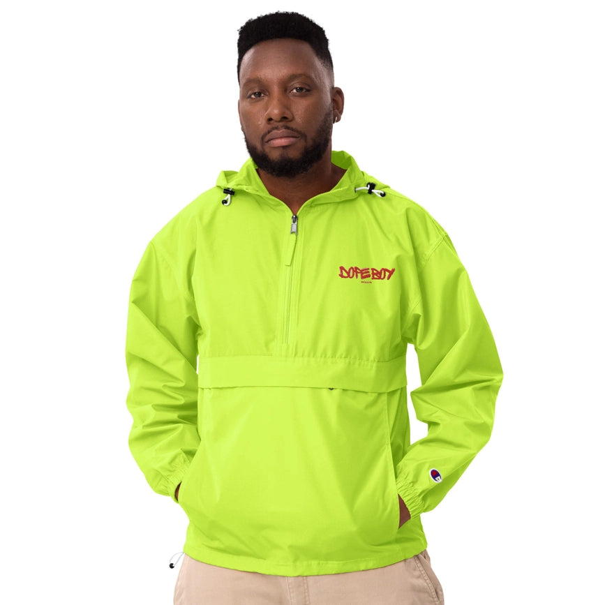 Embroidered Champion Packable Jacket Safety Green from Dope Gurl Magic ...