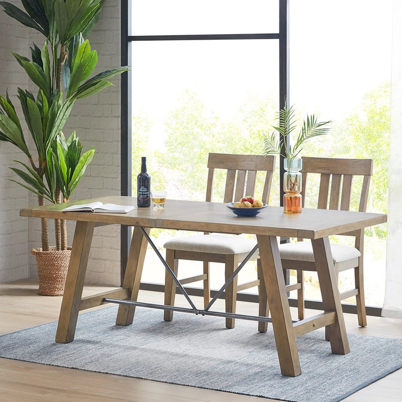 Modern Farmhouse Wood Dining Table With Metal Support * from Olliix ...