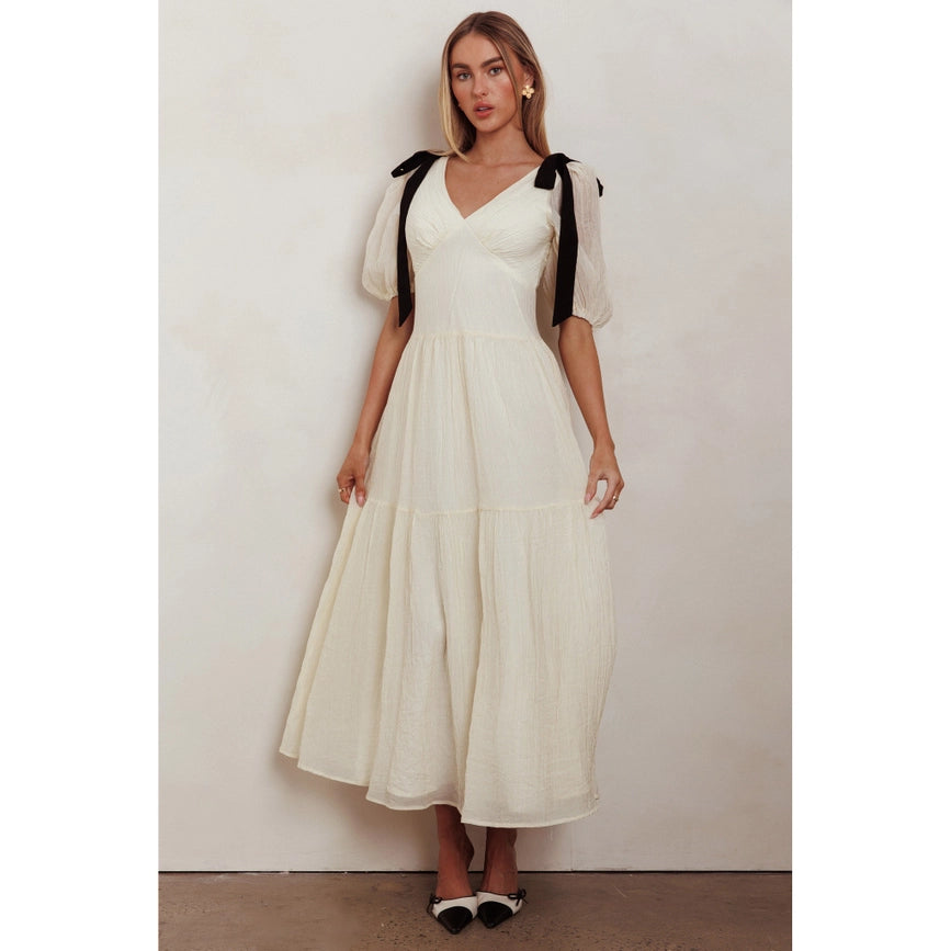 Puffy Sleeve Straped Maxi Dress CREAM from Saints & Secrets exclusive ...