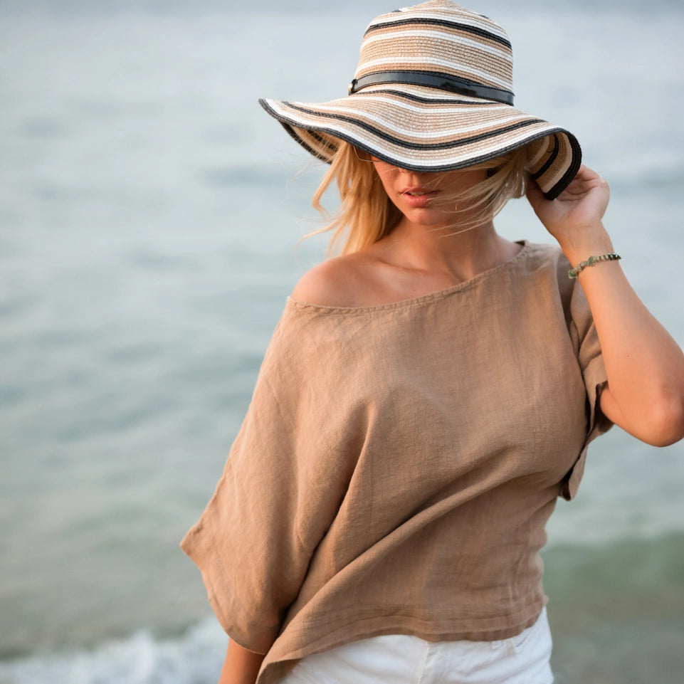 Pure Linen Light Brown Top from Moa exclusive at Urbanheer.