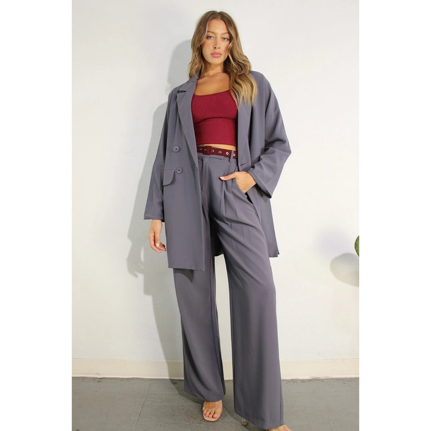 Side Slit Jacket and Pants Set DARK GREY from Mulla exclusive at ...
