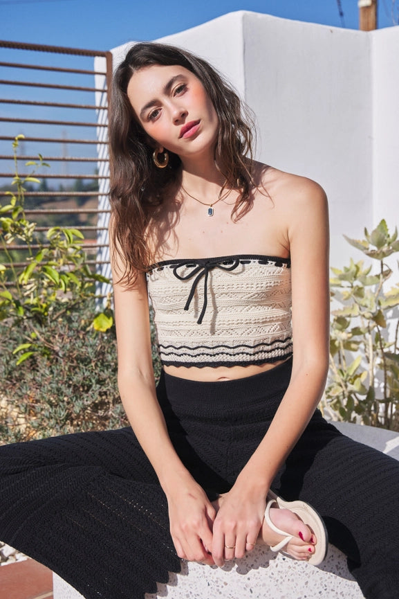 Soft Crochet-Like Sweater Tube Top in Scallop Hem from idem ditto ...