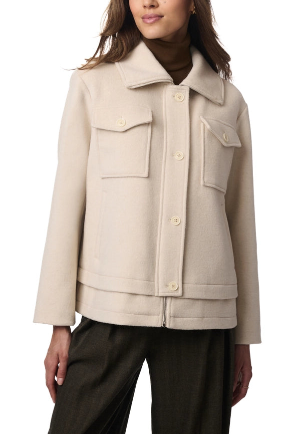 Wool Trucker Jacket Putty from Bernardo exclusive at Urbanheer.