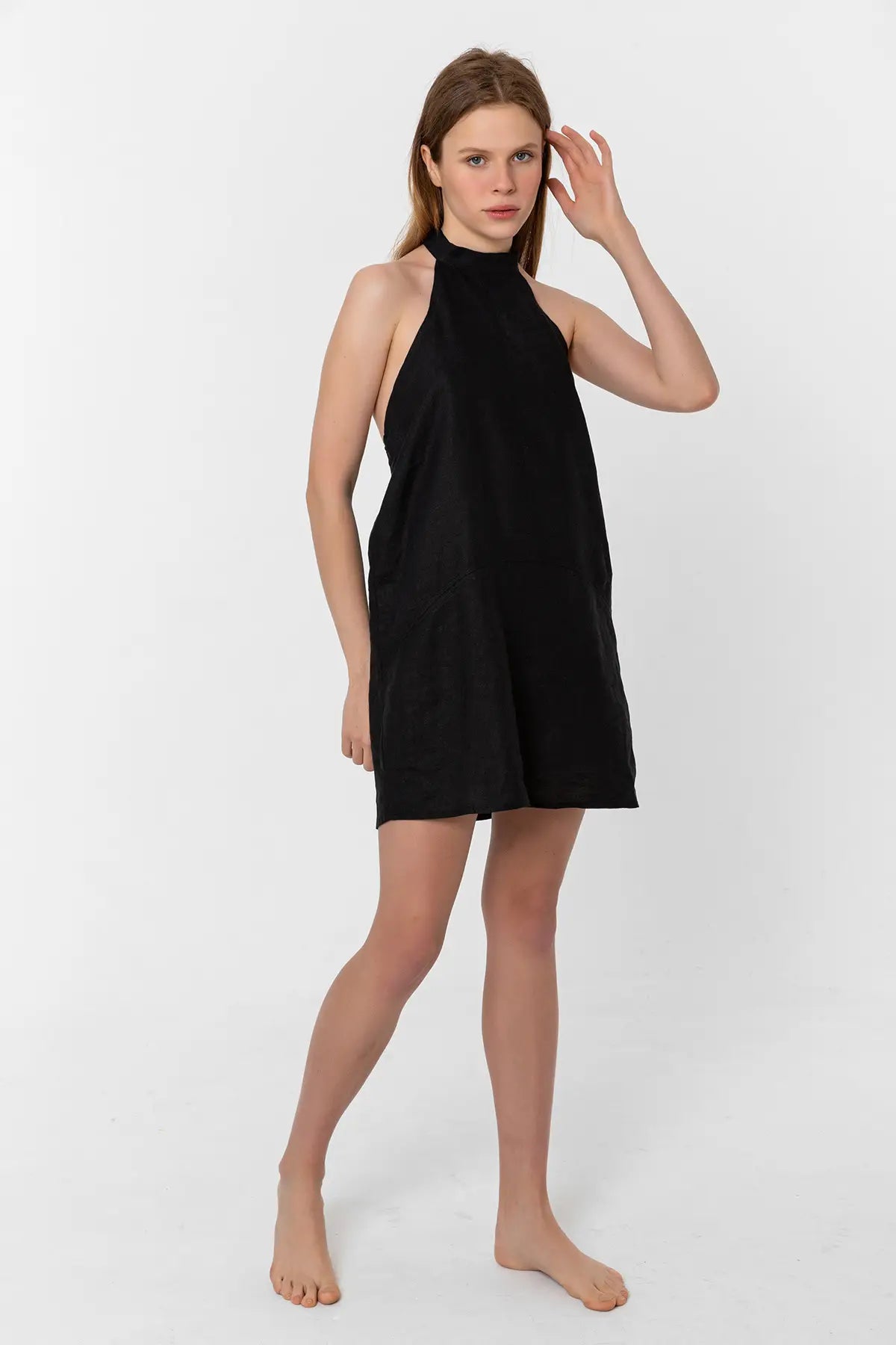 Vanny Linen Dress With Open Back – Urbanheer