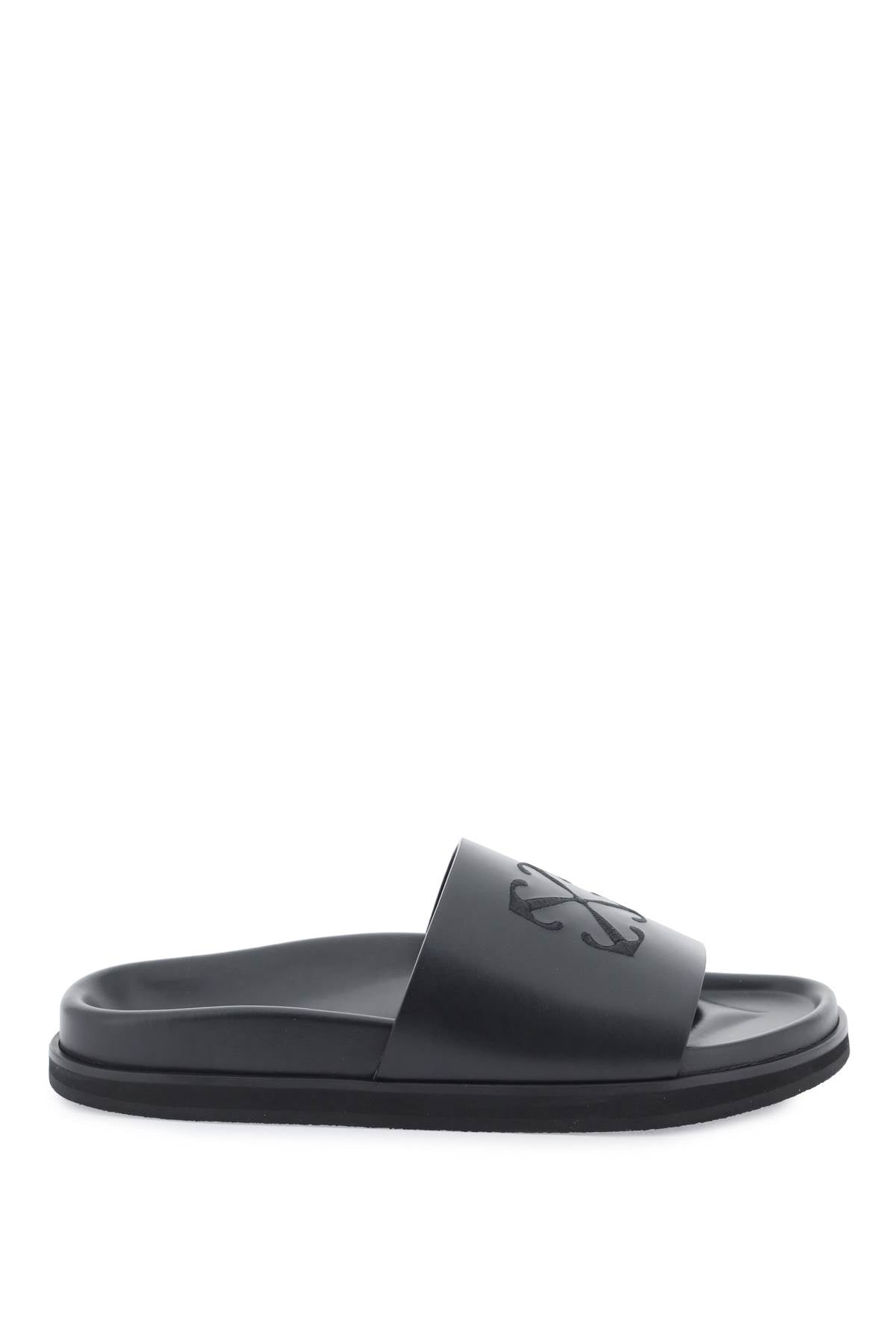 Off-White Slides With Embroidery – Urbanheer