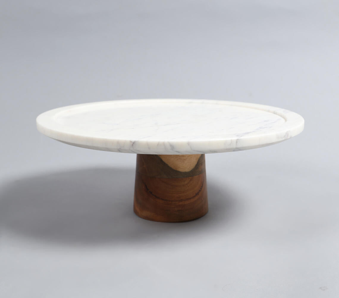 Solid White Marble Cake Plate